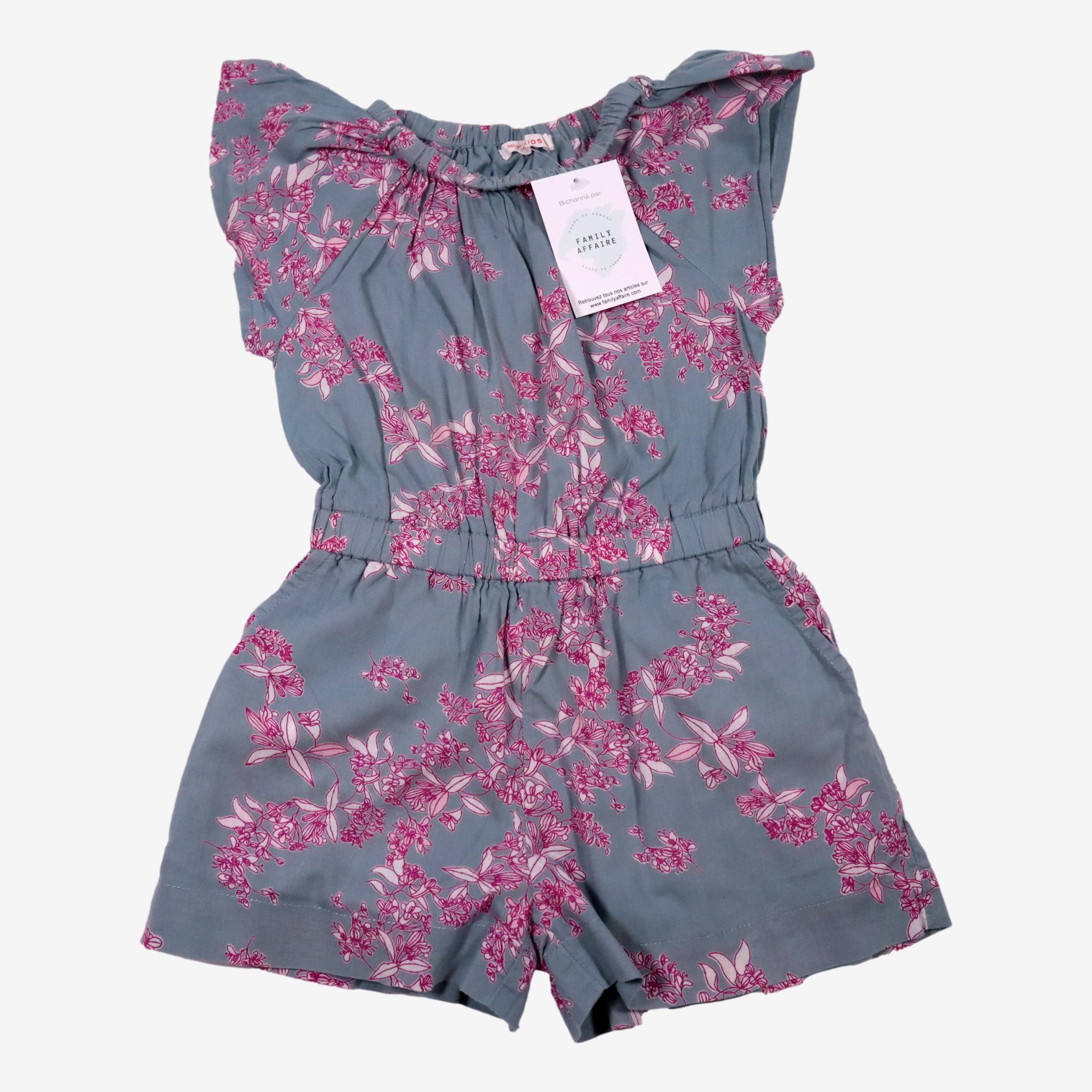 MONOPRIX 3 ans Combi-short verte fleurs roses — FAMILY AFFAIRE