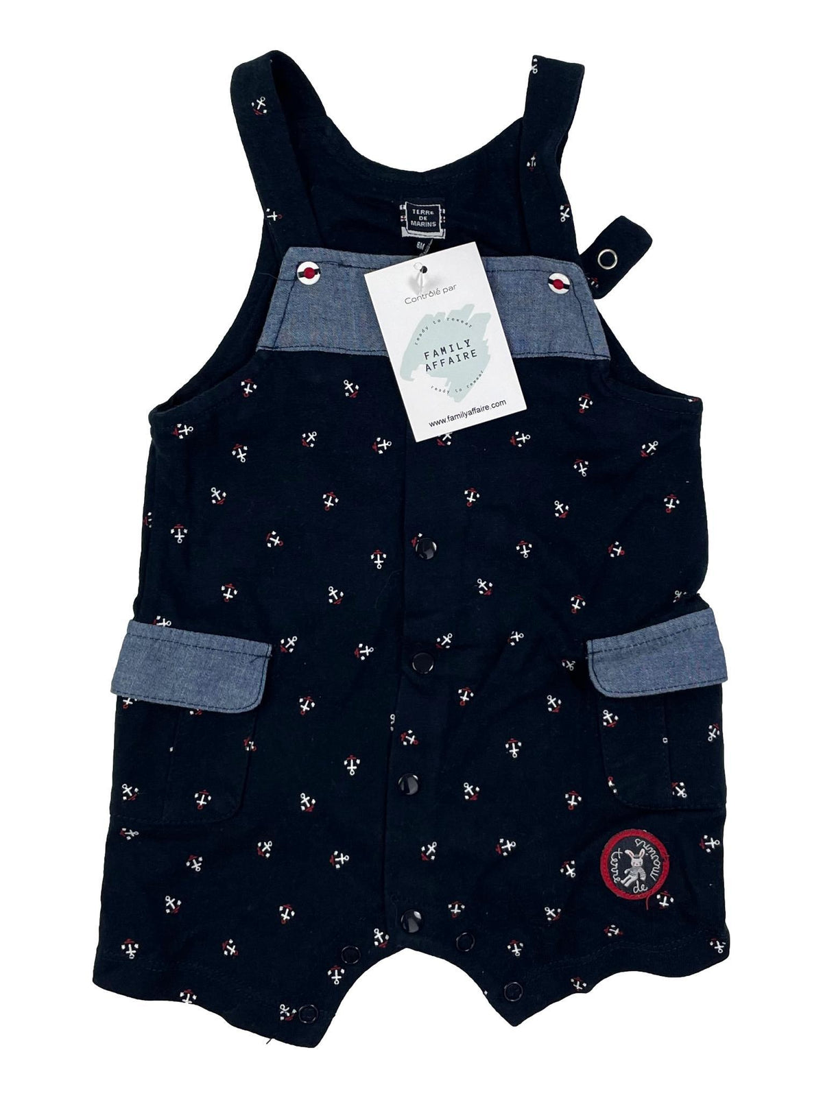 TERRE DE MARINS 6 mois barboteuse dessins ancres — FAMILY AFFAIRE